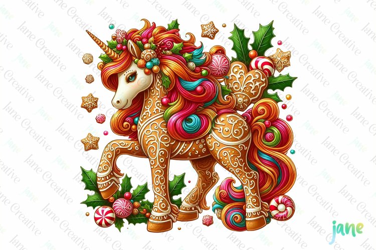Christmas Unicorn Clipart Sublimation (4975613)