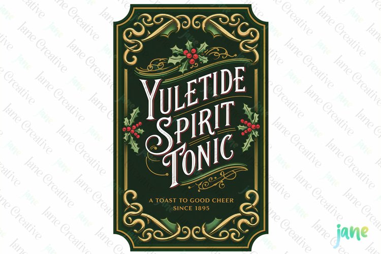 Yuletide Spirit Tonic Label Sublimation