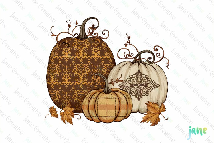 Fall Halloween Pumpkins Sublimation Clipart (4463810)