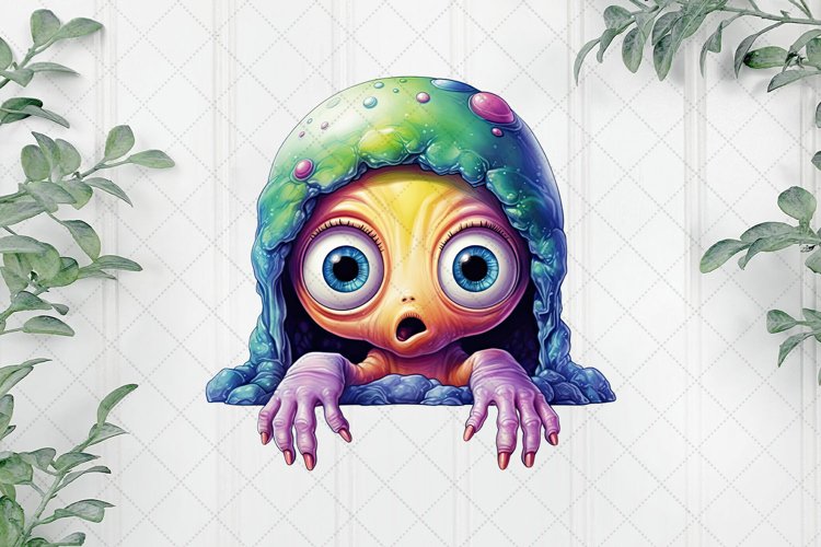 Funny Peeking Alien Sublimation Clipart