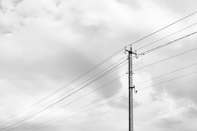 Power electric pole with line wire on coloured background