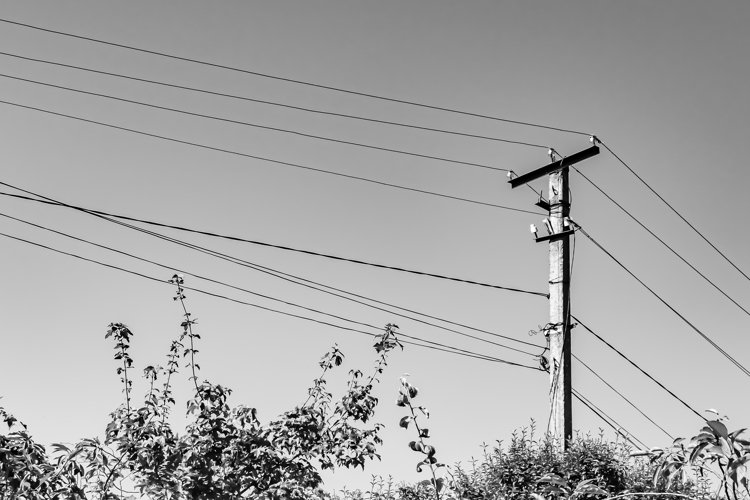 Power electric pole with line wire on coloured background