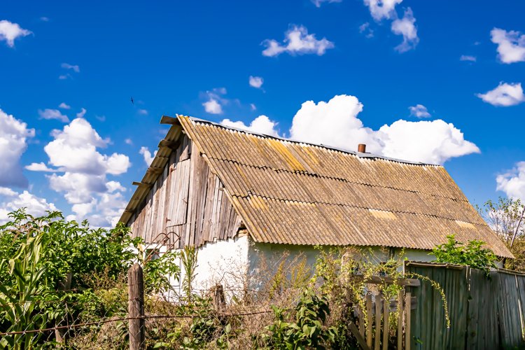 Beautiful old abandoned building farm house in countryside