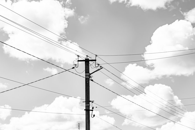 Power electric pole with line wire on coloured background