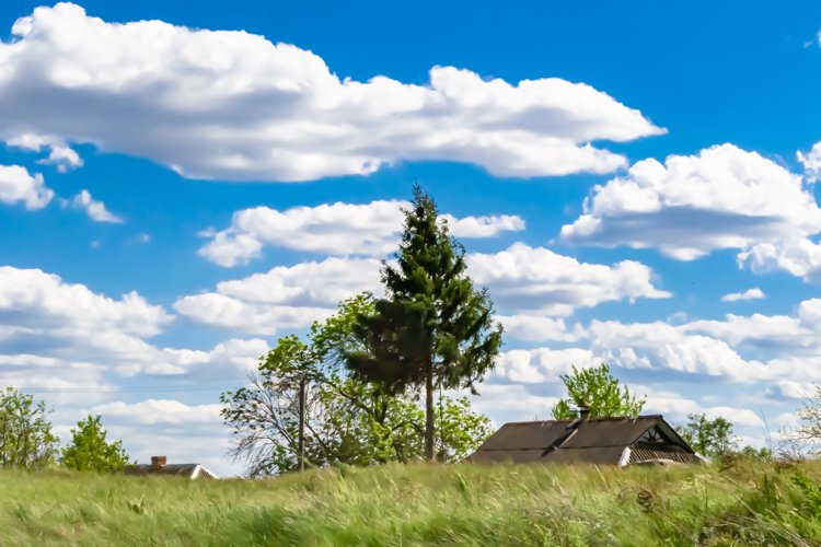 Beautiful old abandoned building farm house in countryside