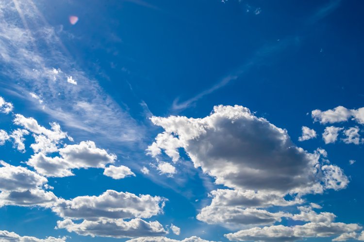 Photography on theme white cloudy sky in unclear horizon