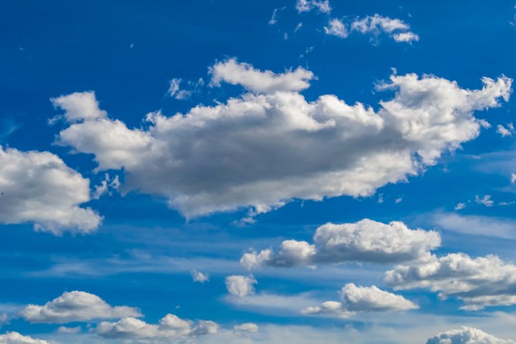 Photography on theme white cloudy sky in unclear horizon