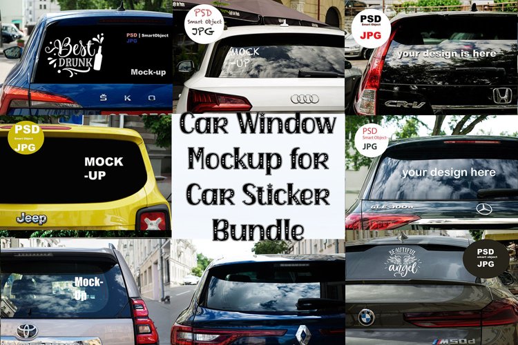 Real window Car sticker Mock up
