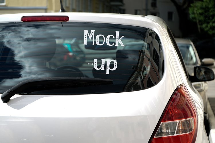 white car mockup | rear window vehicle mockup
