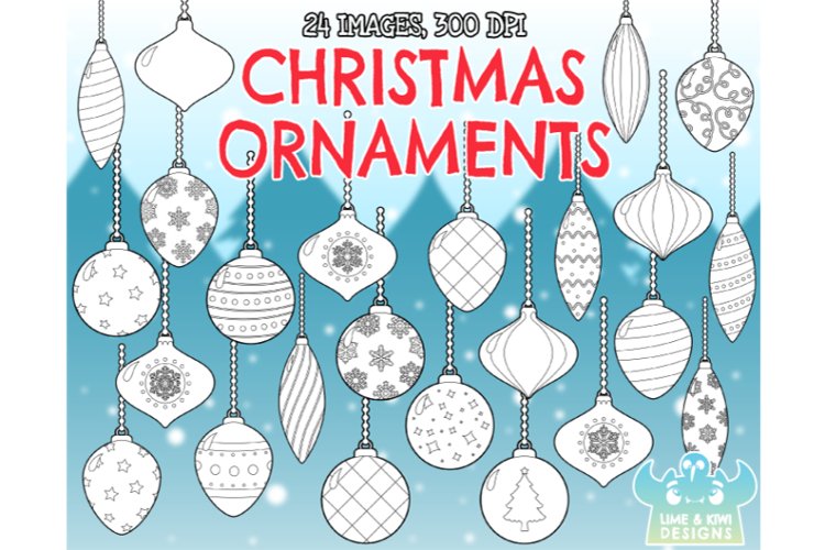 Christmas Ornaments Digital Stamps - Lime and Kiwi Designs