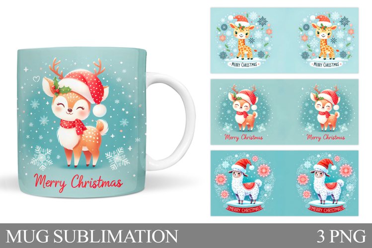 Christmas Animals Mug Design. Christmas Mug Sublimation