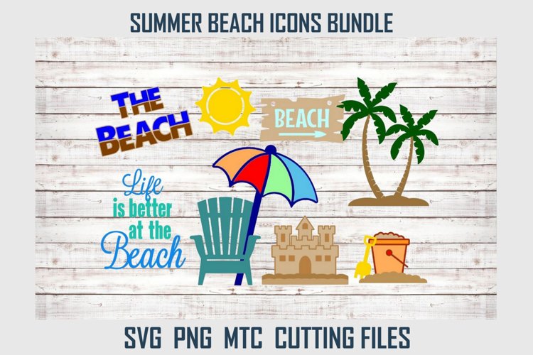 Beach Summer Vacation Icons SVG Cut File Bundle (201849) | SVGs ...