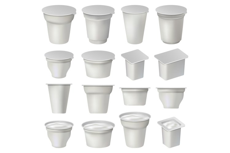 Yogurt box packaging mockup set, realistic style (541346)