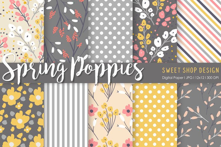 Digital Paper SPRING POPPIES, 12x12, Set of 10 (1076493)