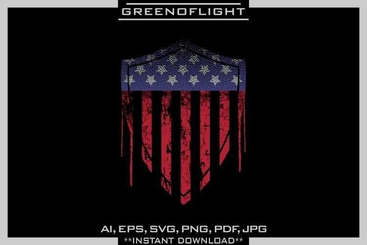 Distressed American Flag Shield - American Flag Art Design