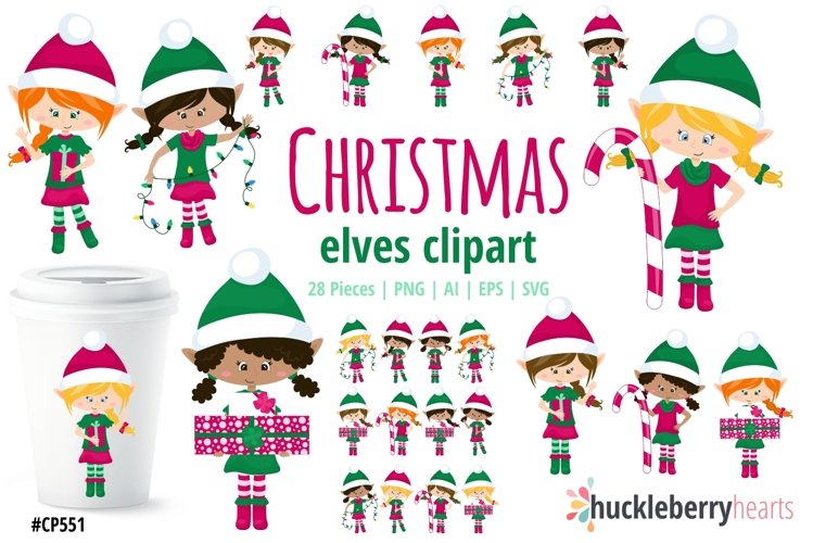 Christmas Elf Girls Clipart (391709)