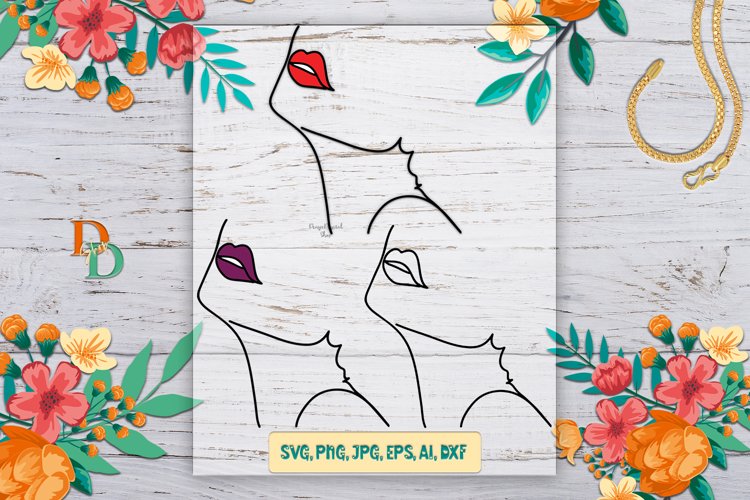 Woman Face Line Art, Digital Svg Art, Drawing