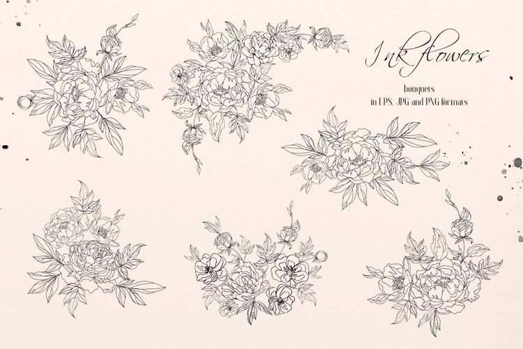 Ink flowers - bouquets and frames