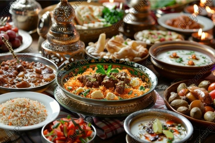 Traditional middle eastern feast spread (4267981)