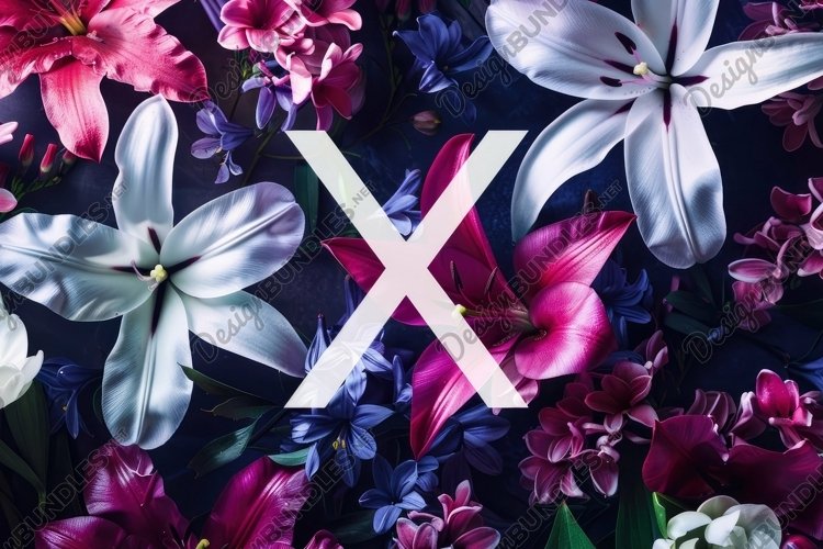 Letter X with Flowers Background Wallpaper