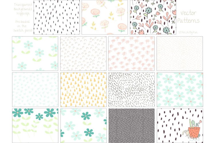 Kitty Fun Vector Swatches Patterns - Free Design of The Week | Design ...
