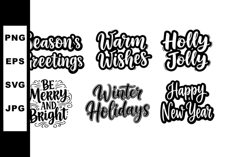Holiday Greetings Winter Hand Lettered Phrases Seasonal Warm