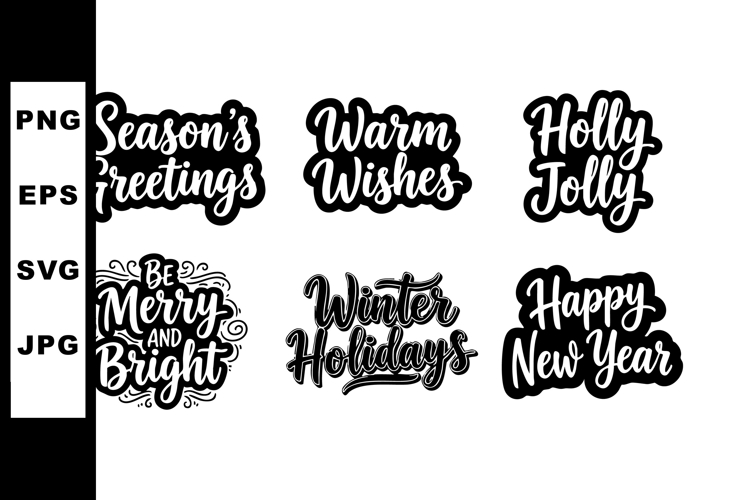 Winter holiday greetings calligraphy set with seasons greeti