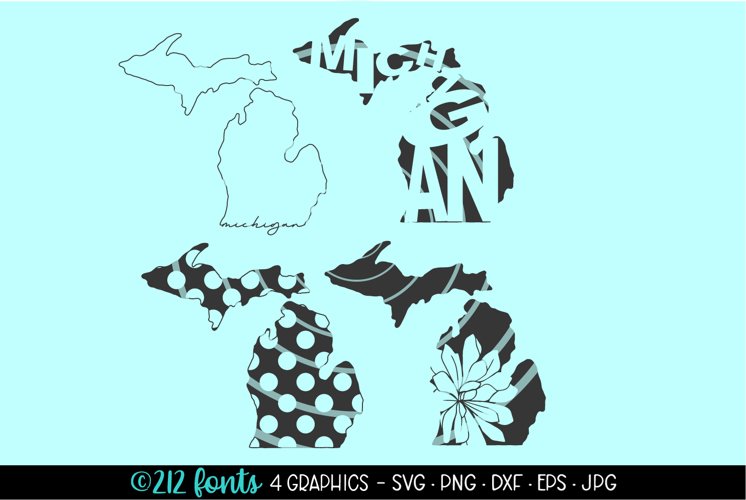 4 - Michigan State Map Graphic Cut File DXF PNG JPG SVG EPS (353738 ...