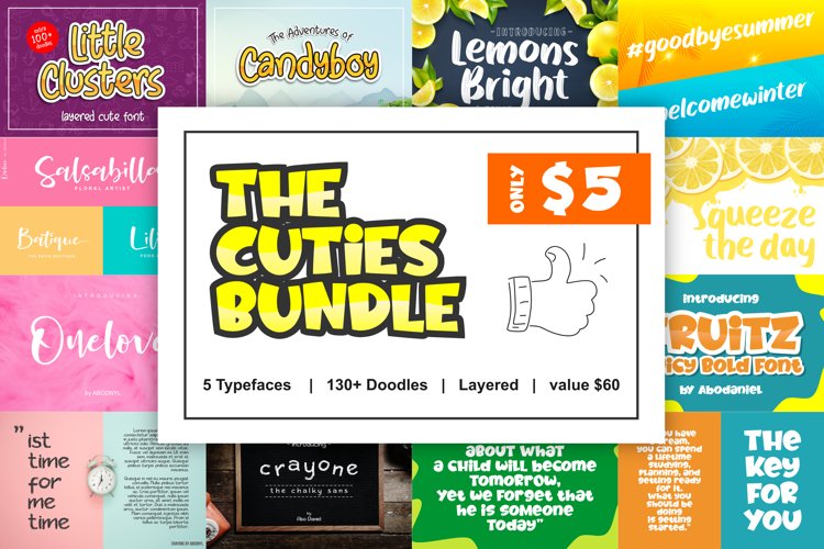 The Cuties Bundle - Fonts with Doodles - (401724)