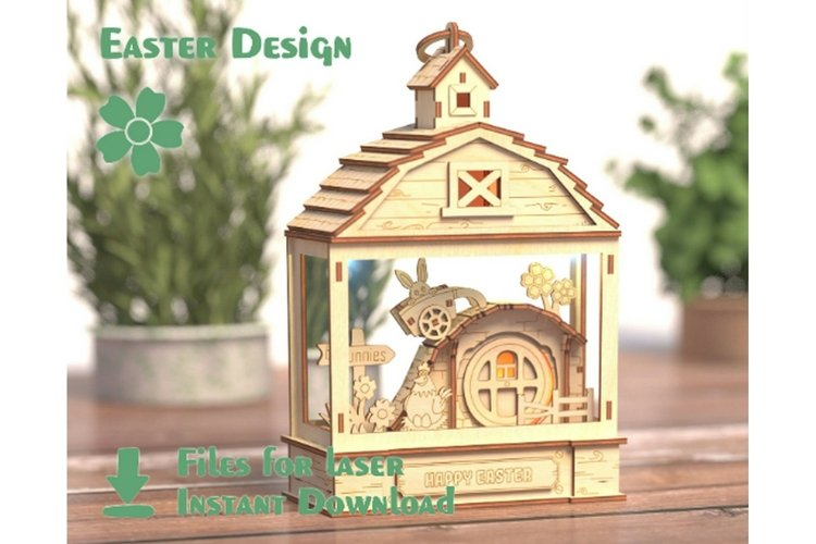 Easter Barn Lantern - Laser Cut Files for Easter design