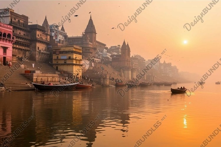 Spiritual Ancient varanasi city. Generate AI
