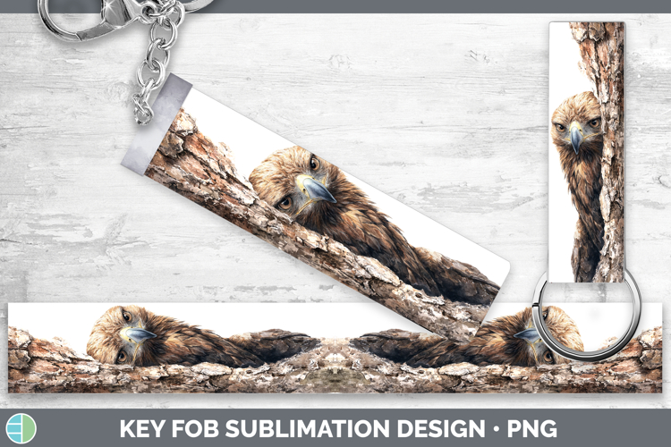 Golden Eagle Tree Peek Key Fob Sublimation Design