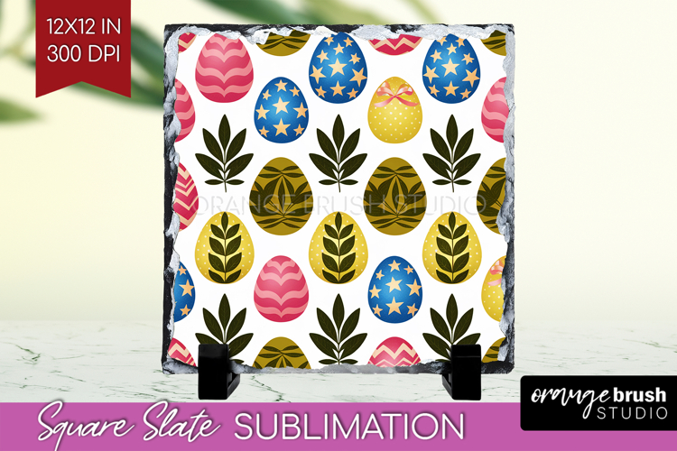 Easter Slate PNG - Floral Easter Square Slate (5280667)