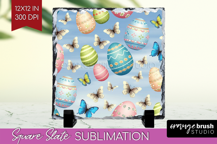 Easter Slate PNG - Floral Easter Square Slate (5280671)