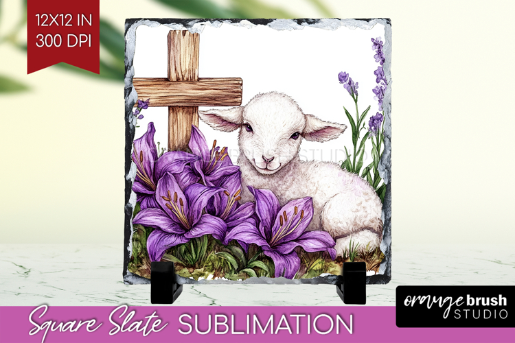 Easter Slate PNG - Floral Easter Square Slate (5280690)