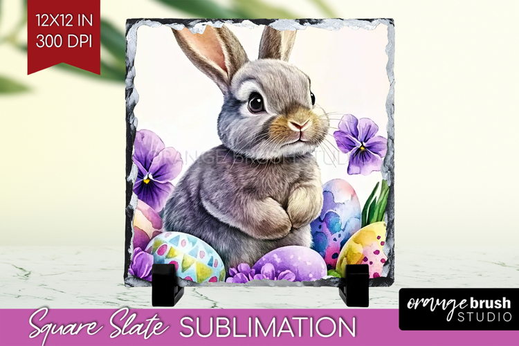 Easter Slate PNG - Floral Easter Square Slate (5280693)