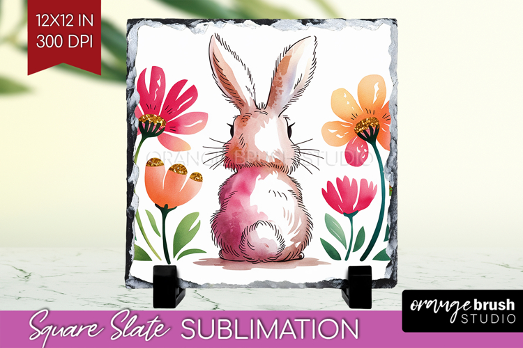 Easter Slate PNG - Floral Easter Square Slate (5280694)