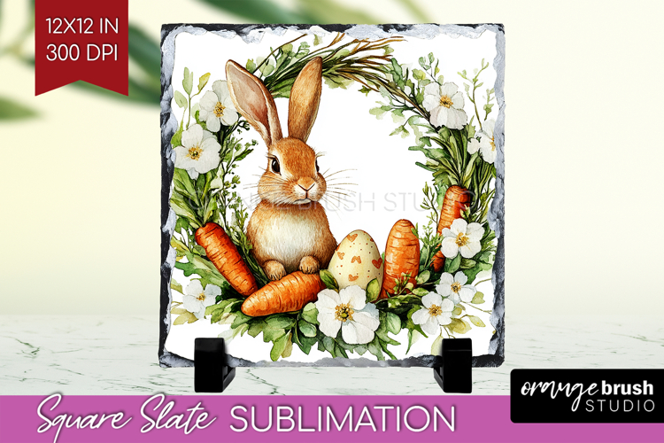 Easter Slate PNG - Floral Easter Square Slate (5280697)