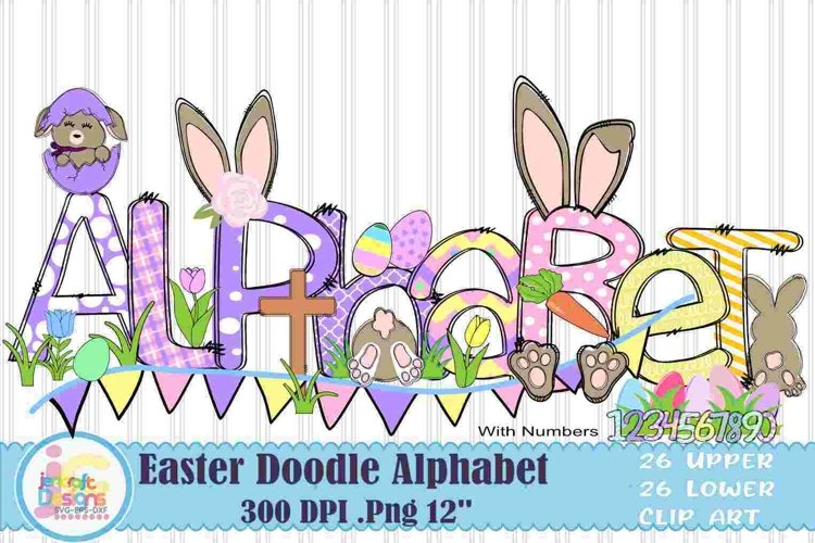 Easter Doodle letters alpha pack with cliapart