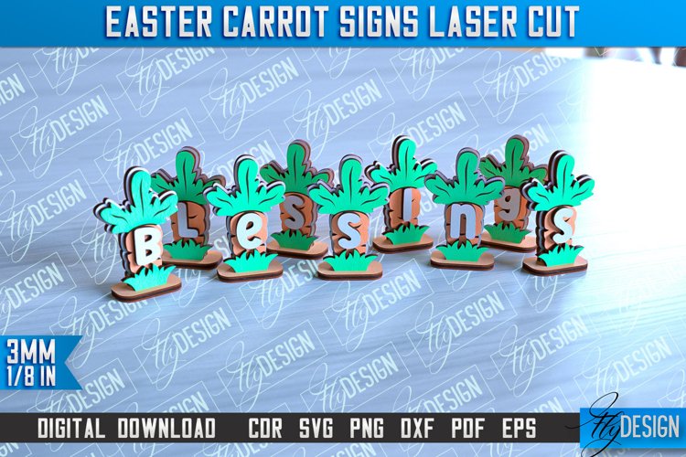 Easter Carrot Signs Laser Cut | Happy Easter | CNC (3299529)