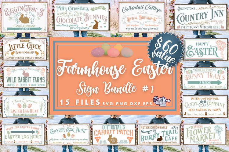 Easter Vintage Farmhouse Home Sign Bundle #1| Spring Decor