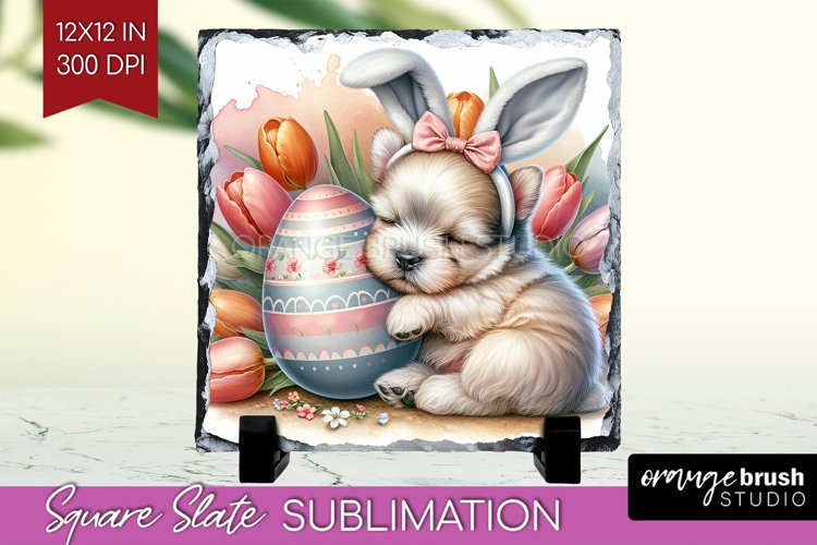 Easter Dog Slate PNG - Cute Puppy Square Slate (5121074)