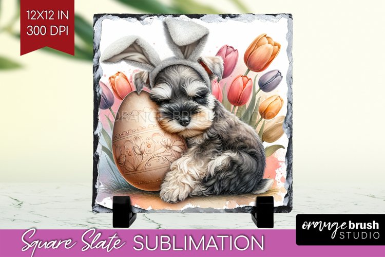 Easter Dog Slate PNG - Cute Puppy Square Slate (5121076)