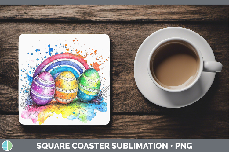 Easter Splash Rainbow Square Coaster Sublimation Coaster Des
