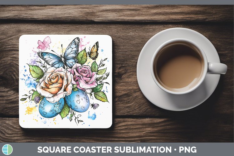 Easter Splash Rose Square Coaster Sublimation Coaster Design