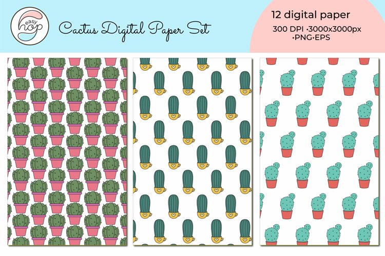 Cactus 12 Digital Paper Pattern