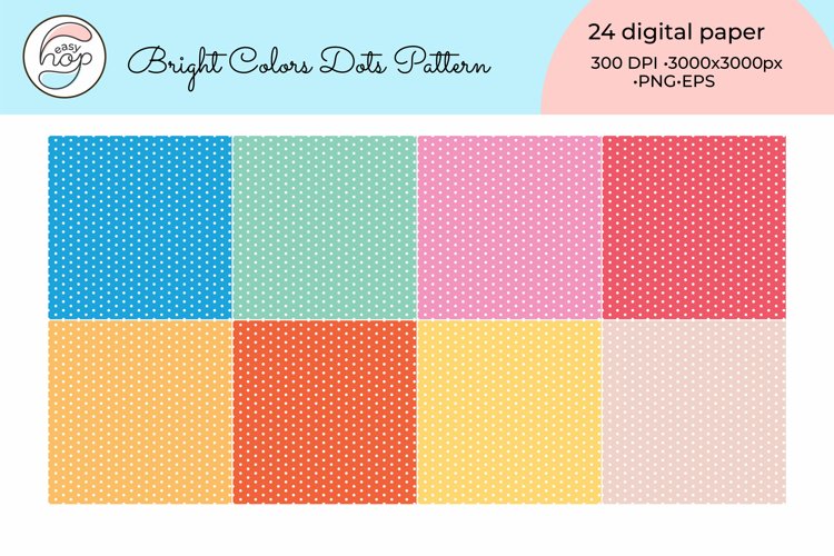 Bright Color Dots 24 Digital Paper Pattern