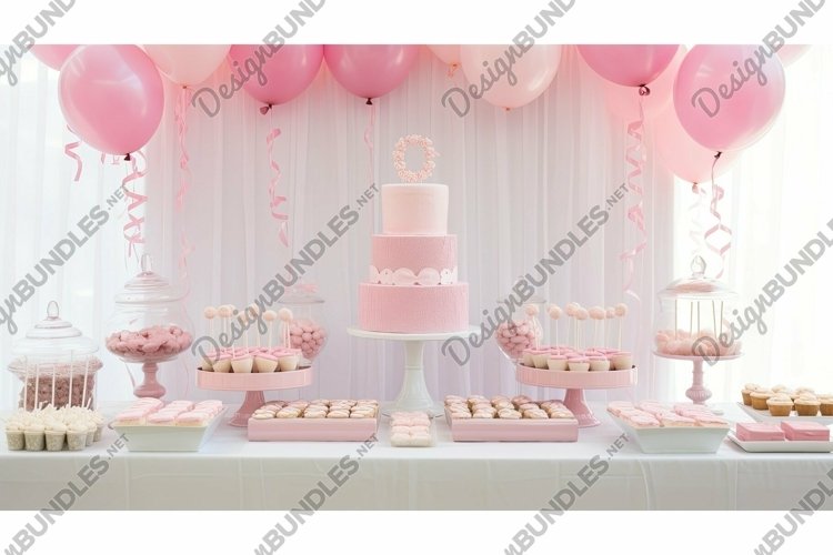 table pink baby shower
