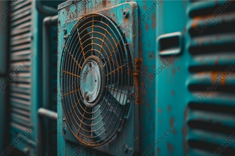 Rusty industrial fan showing signs of age and corrosion