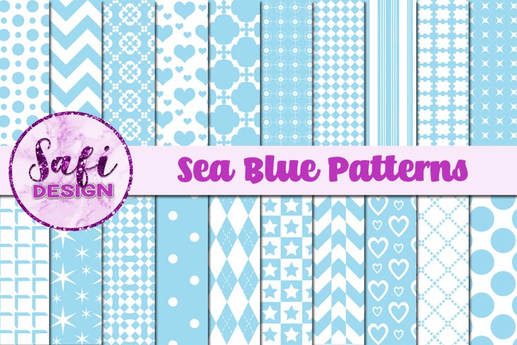 Sea Blue Digital Paper Patterns